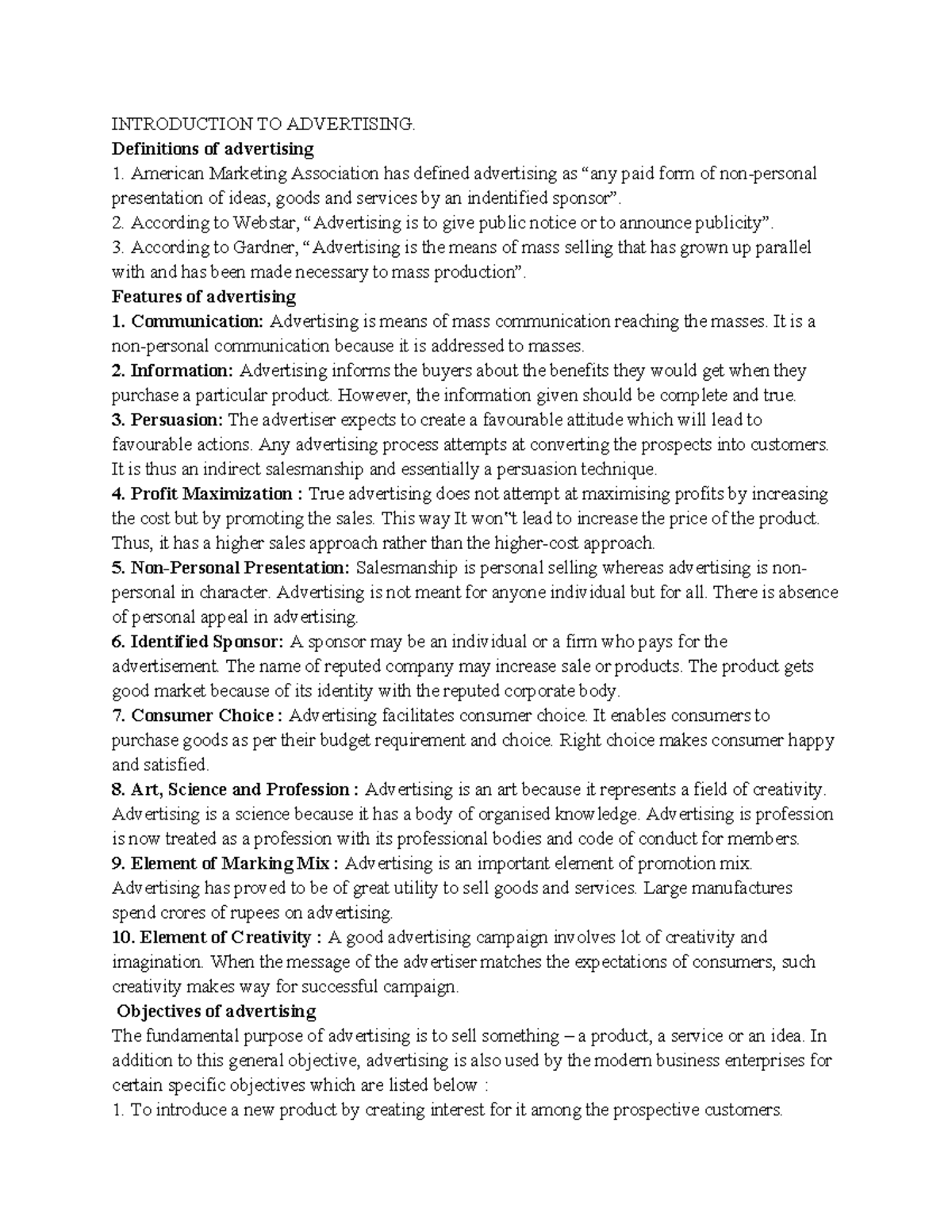 Introduction to advertising topic 1 - INTRODUCTION TO ADVERTISING ...