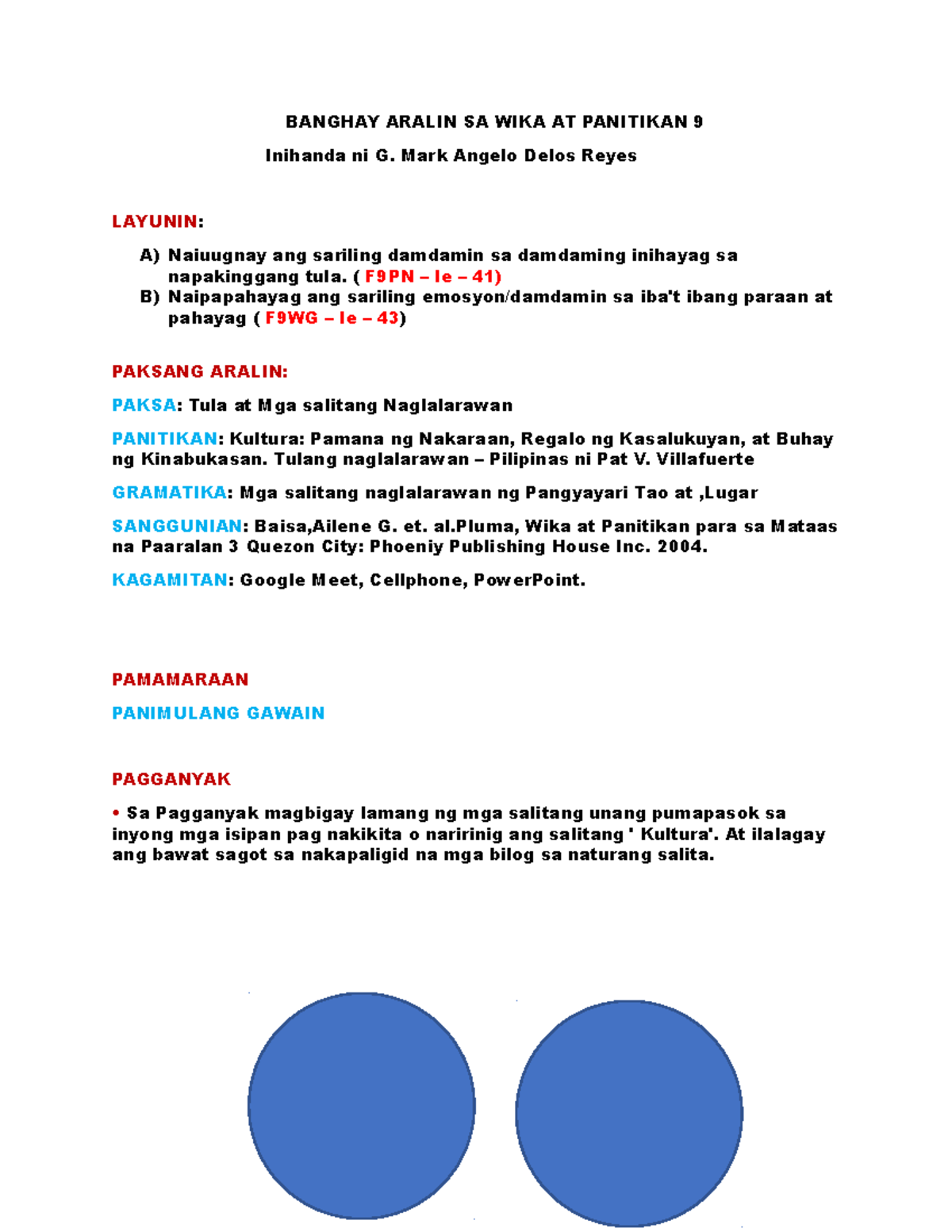 Delos Reyes Banghay Aralin SA Panitikan 9 - BANGHAY ARALIN SA WIKA AT ...