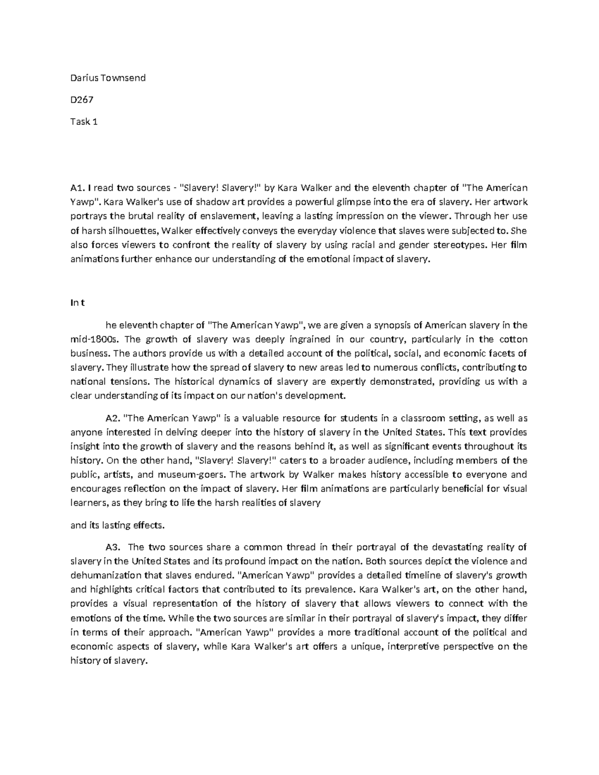 D267 Task 1 - Task 1 - Darius Townsend D Task 1 A1. I read two sources ...