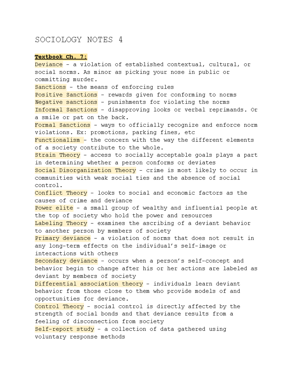 SOC. Notes 4 - SOC1 Prof. Allison Camelot - SOCIOLOGY NOTES 4 Textbook ...