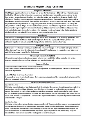 Evaluation of the study by Milgram - 1 Evaluation of Milgram 1963 ...