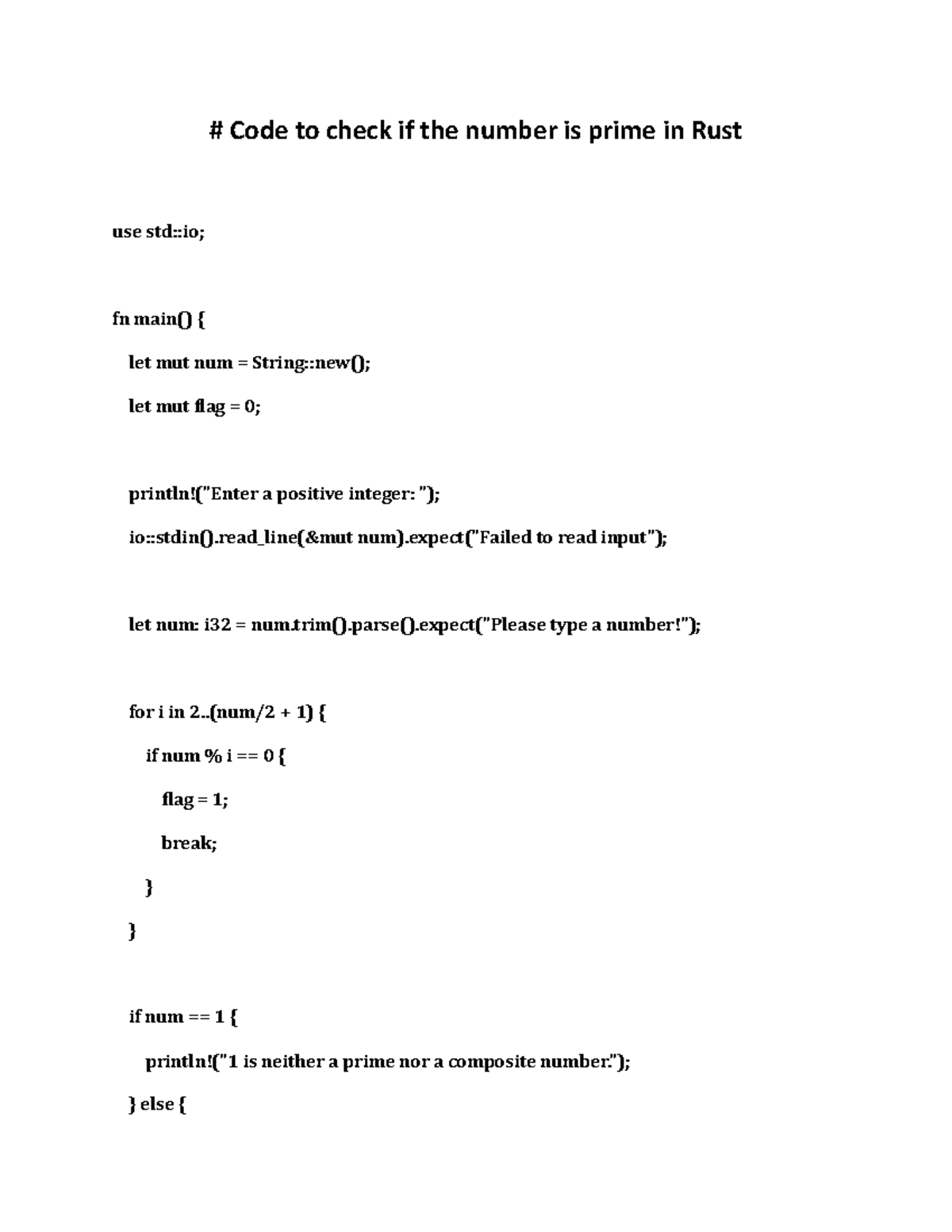 Rust Prime Using Rust To Check Prime Number Code To Check If The Number Is Prime In Rust 