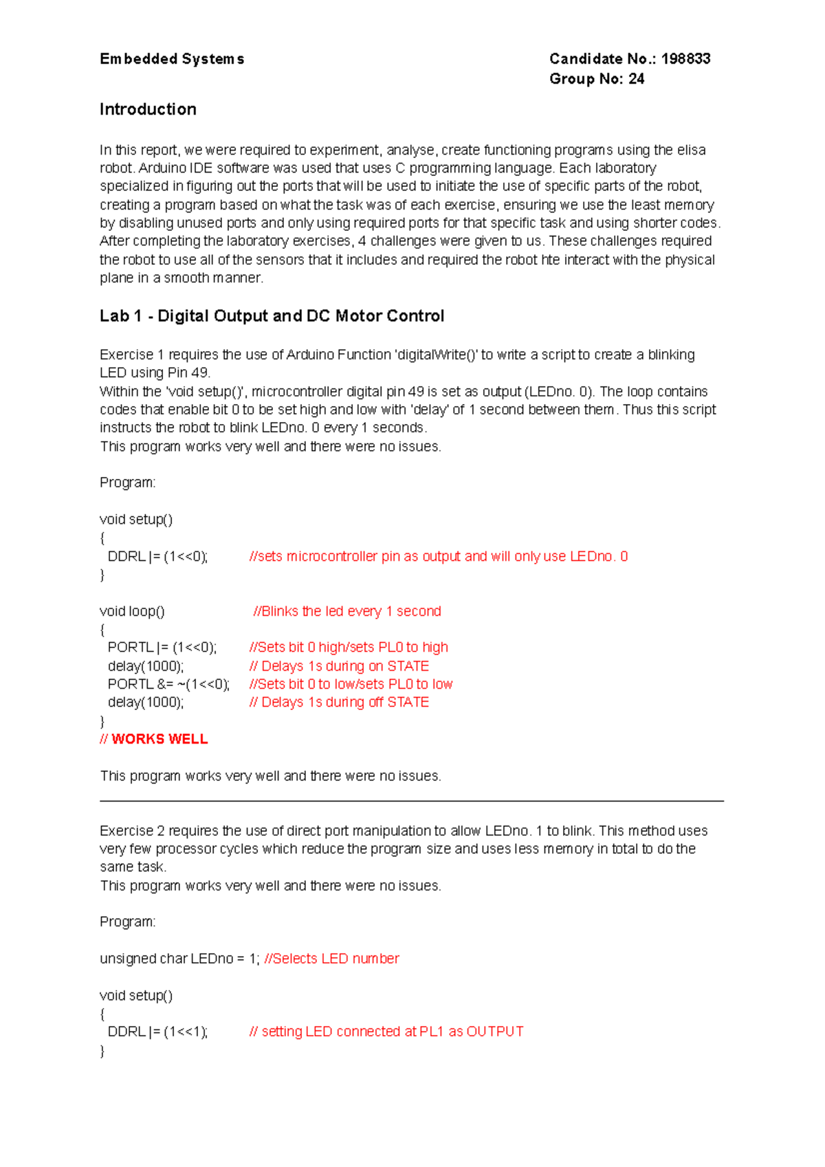 Embedded sys 2 - Grade: 6 - Group No: 24 Introduction In this report ...