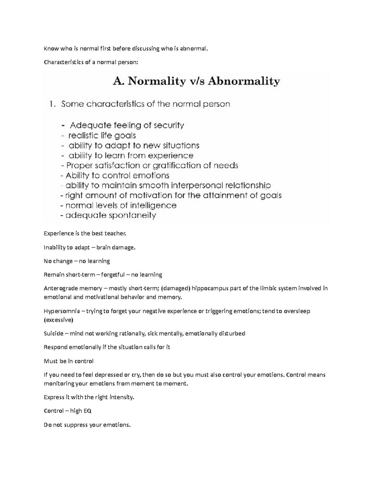 Adv AB 08-29 - Adv. Abnormal Psychology - Know who is normal first ...