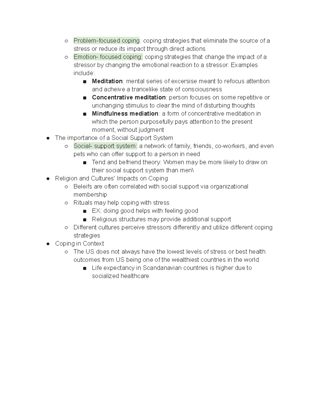 PSYC 101 Class Notes-55 - Problem-focused coping: coping strategies ...