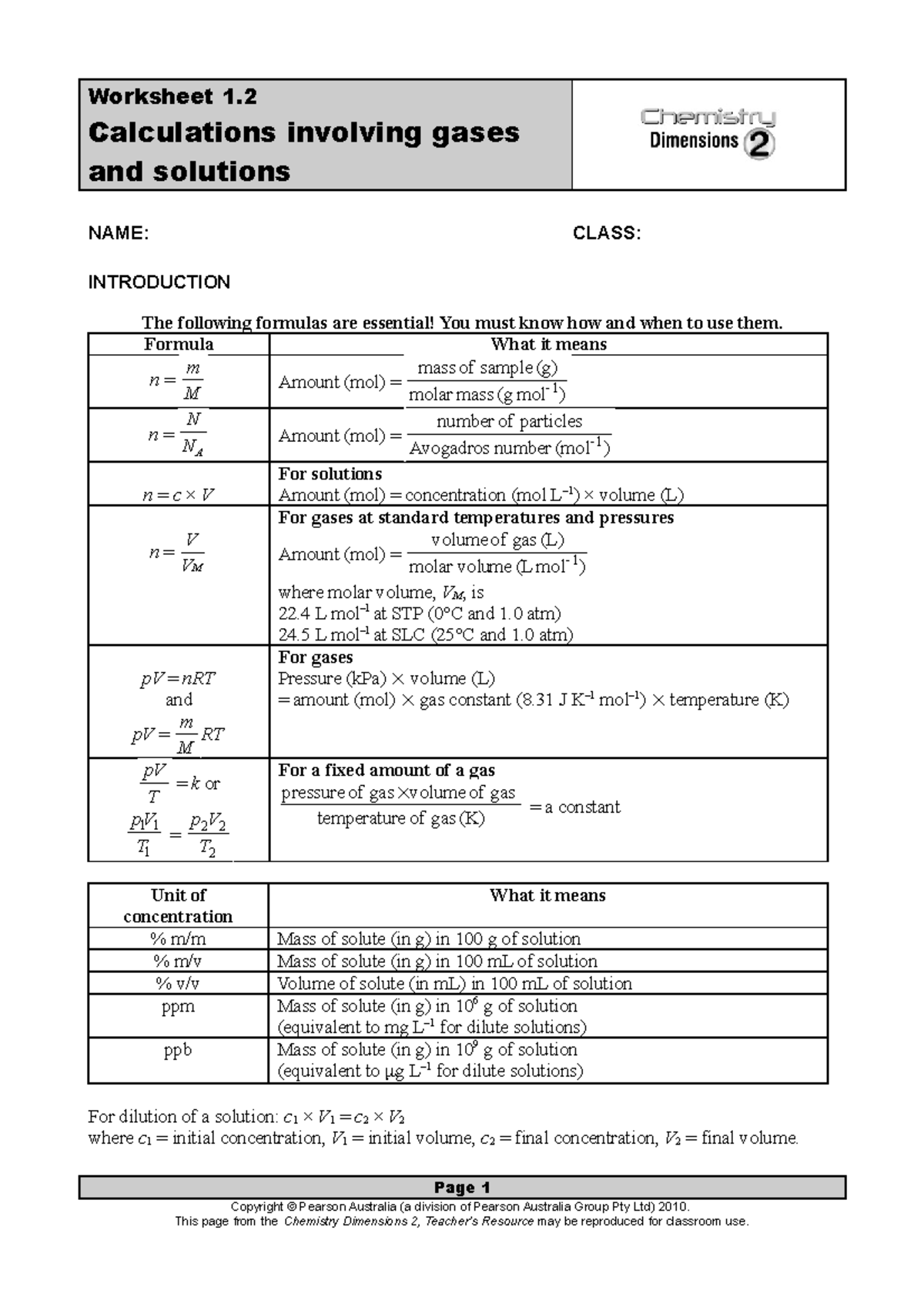 CD2 WS 12 - worksheets - Calculations involving gases and solutions ...