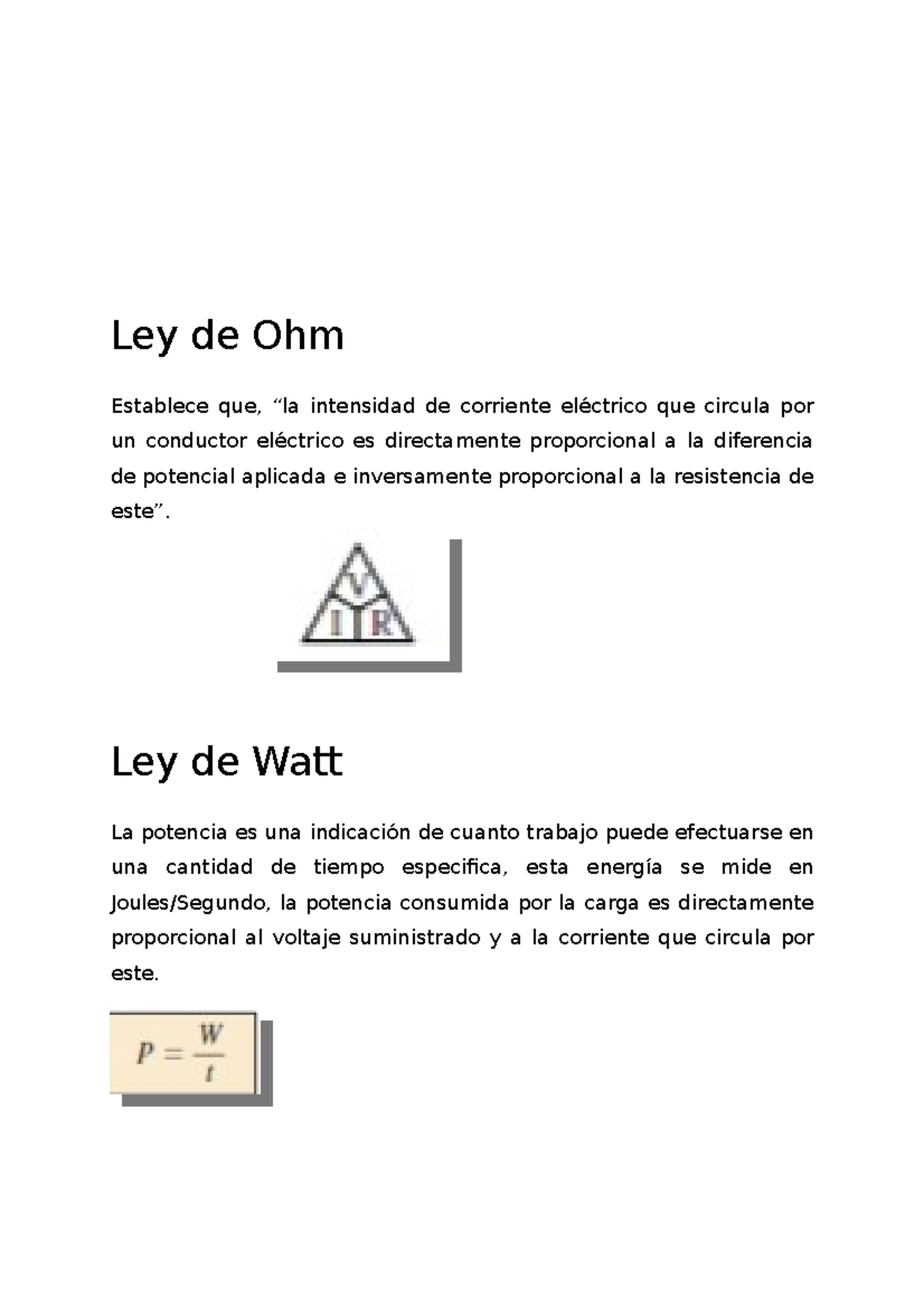 F2 - Fundamental 2 acerca de la ley de ohm - Ley de Ohm Establece que ...