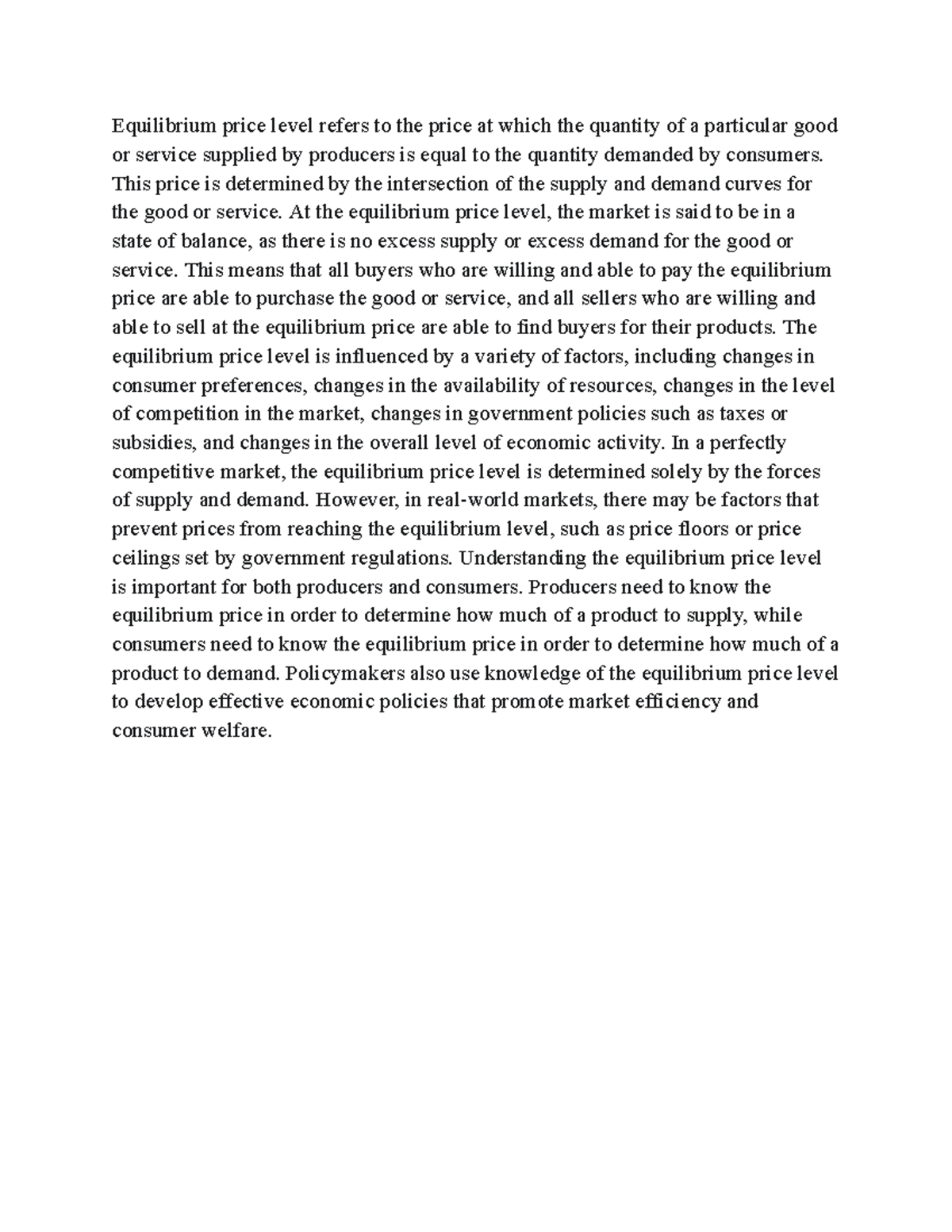 AP Macroecnomics Notes equilibrium price level - Equilibrium price ...