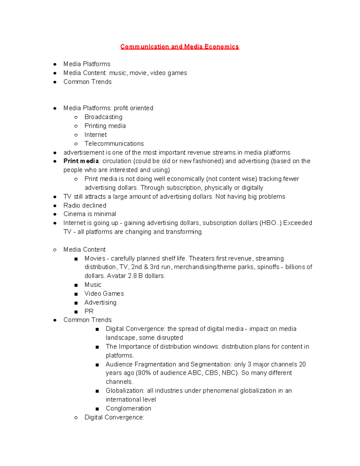 Communication and Media Economics Notes - Communication and Media ...