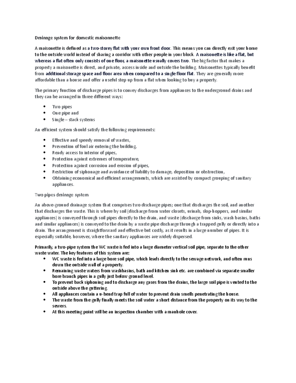 Drainage system for domestic maisonnette - This means you can directly ...