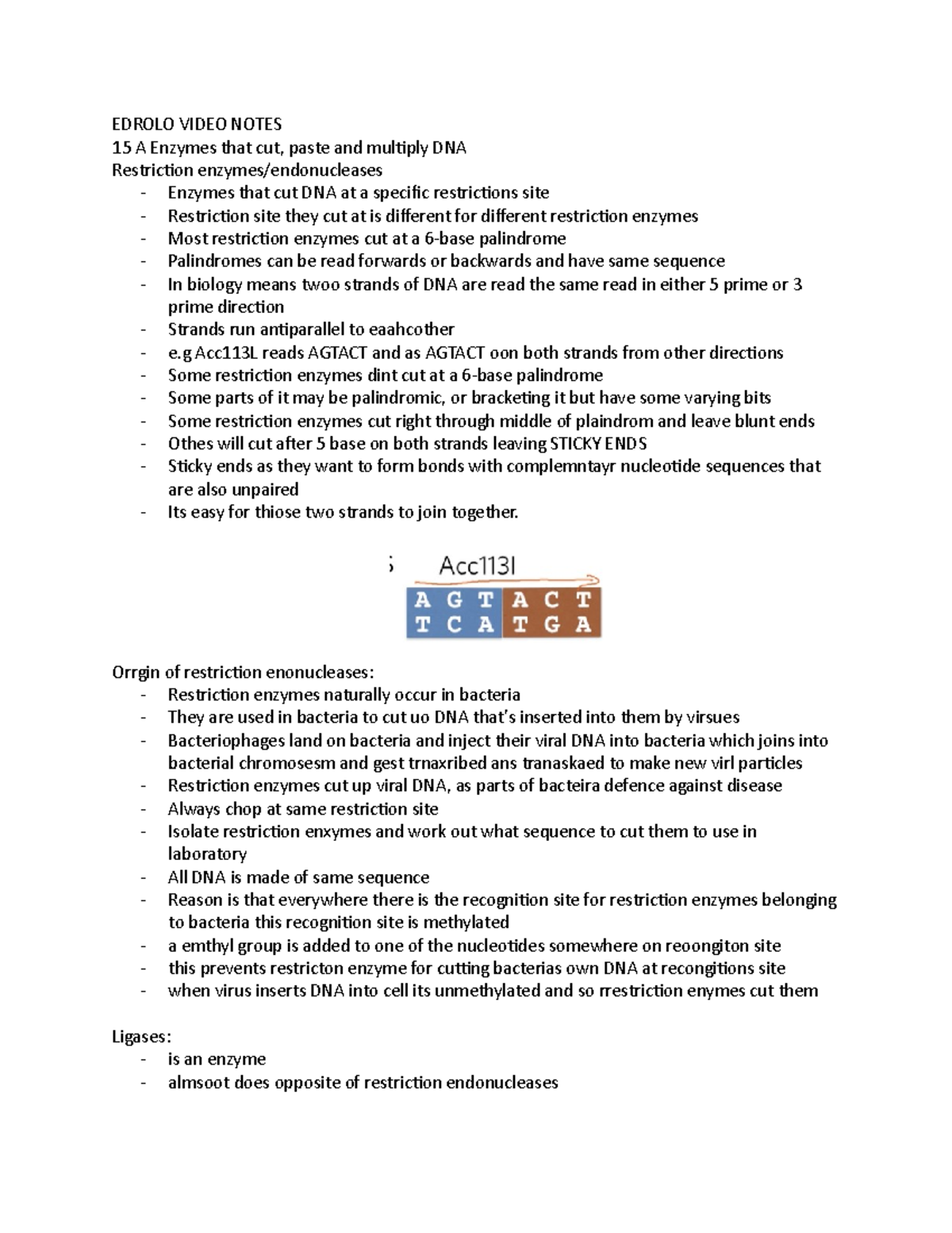 Edrolo Video GENE Cloning AND Ethics Notes - EDROLO VIDEO NOTES 15 A ...