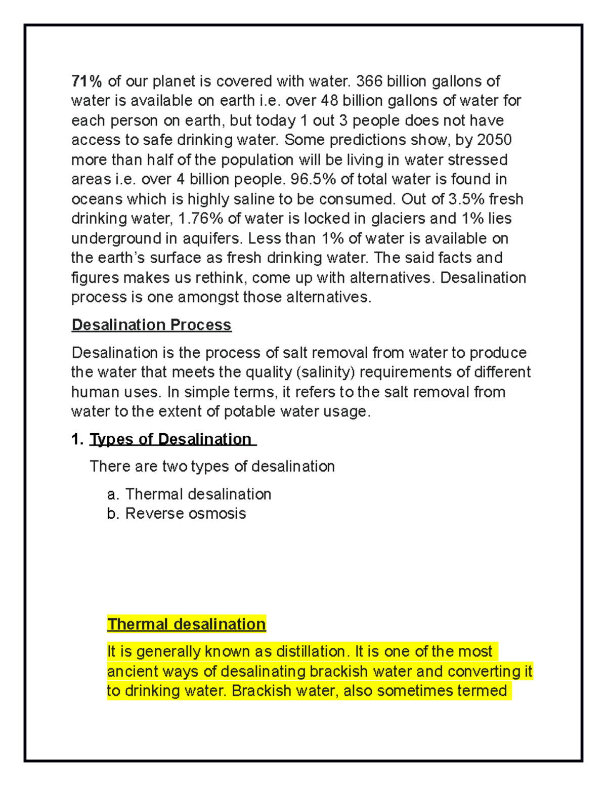 desalination, processes and world largest desalination plants - 71% of ...