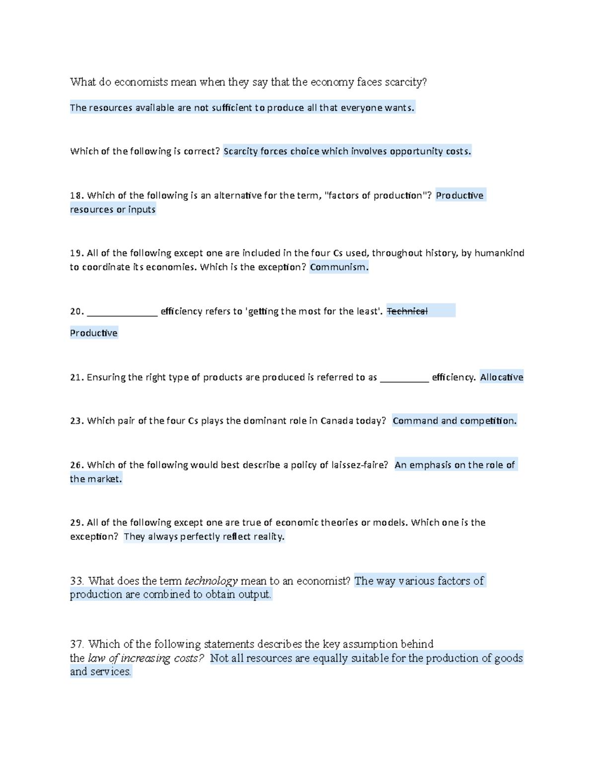Quiz 4 January 2021, questions and answers - What do economists mean ...