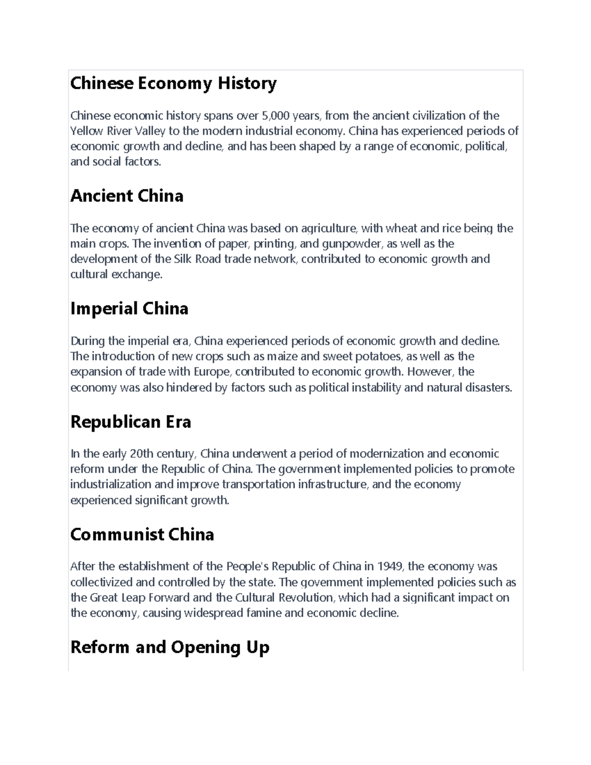 Chinese Economy History - Chinese Economy History Chinese economic ...