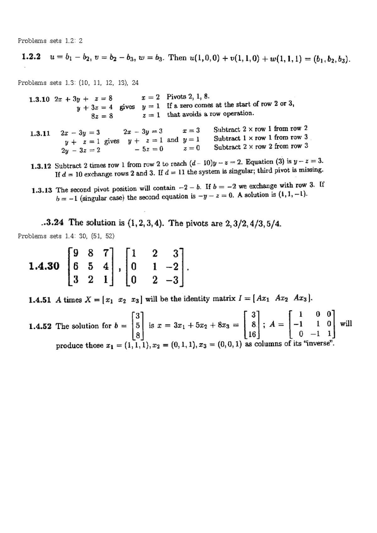 HW1 solutions - dddd - 선형대수학 - Problems sets 1: 2 Problems sets 1: (10 ...