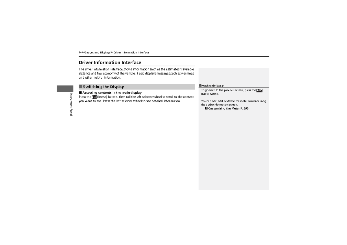Honda 4D Driver Information Interface - Instrument Panel Driver ...