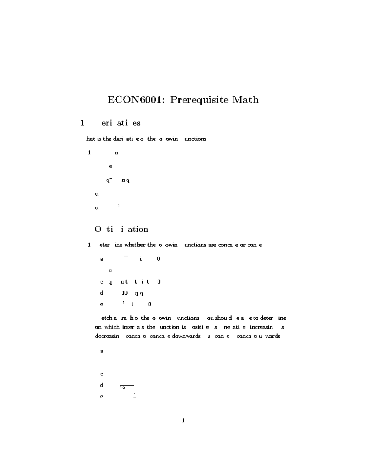 Math - Maths requirements for the course - ECON6001: Prerequisite Math ...