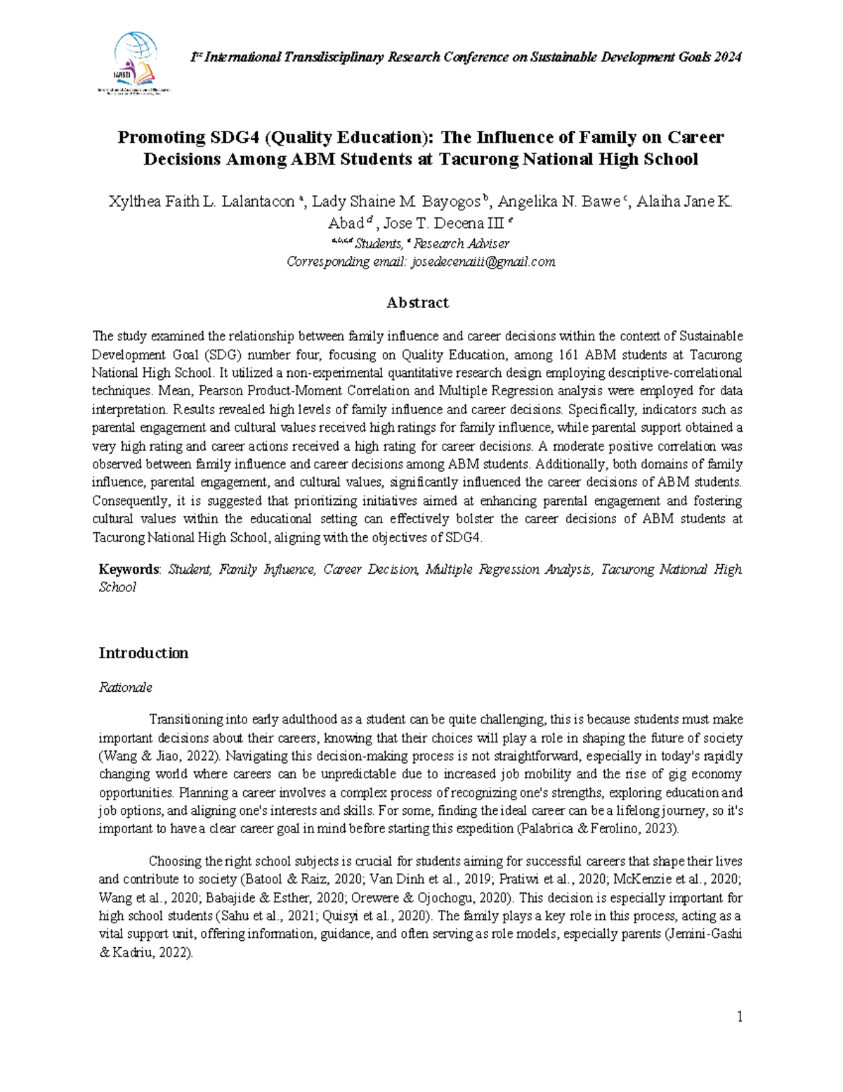 Pr2 final(ABM) - TNHS PRACTICAL RESEARCH 2 - Promoting SDG4 (Quality ...