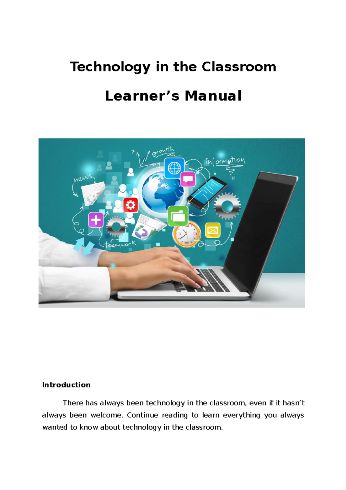 Technology in Classroom - Technology in the Classroom Learner’s Manual ...