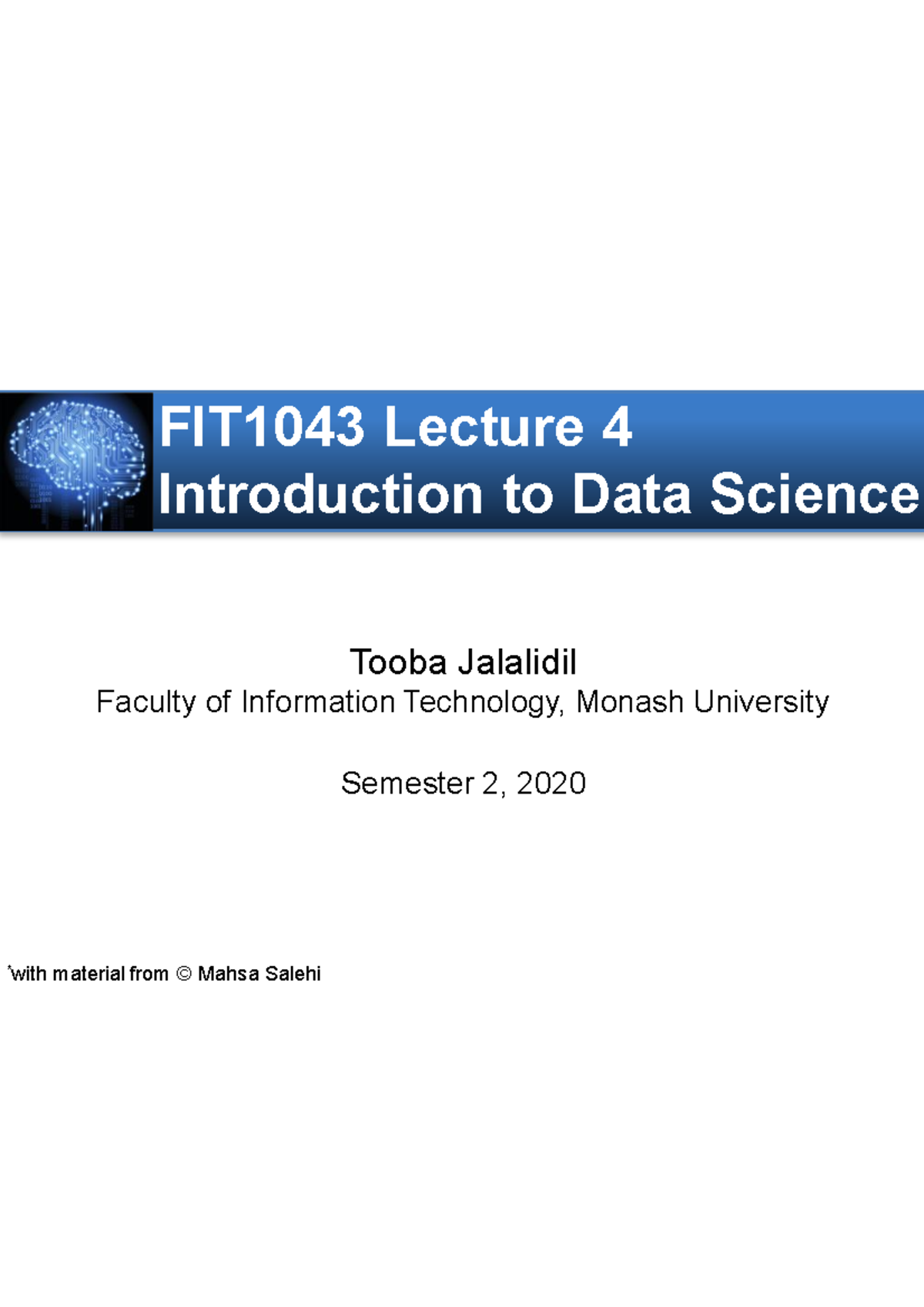 FIT 1043 Lecture Notes Full Final Number 4 - FIT1043 Lecture 4 ...