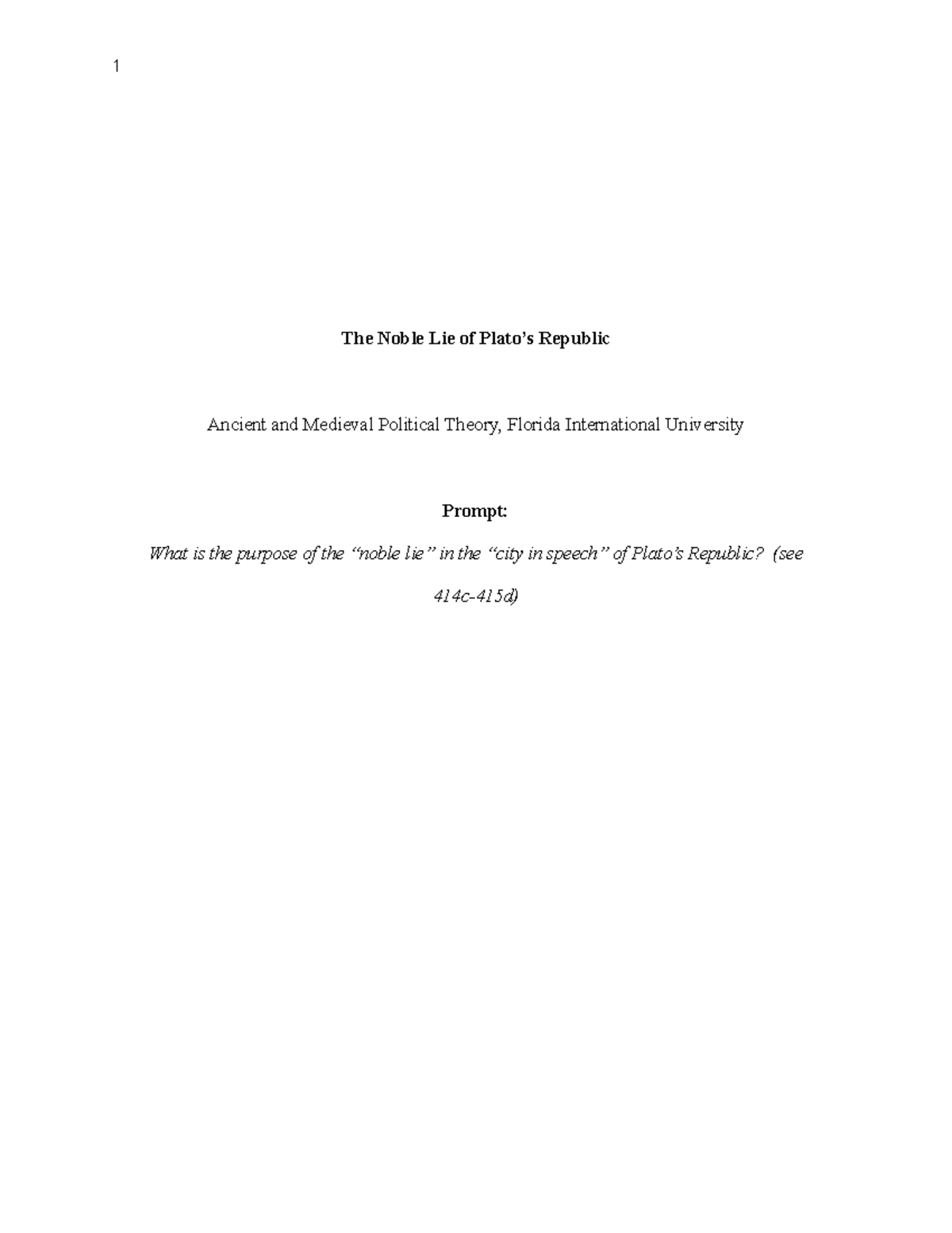 Paper on Socrates - The Noble Lie of Plato’s Republic Ancient and ...