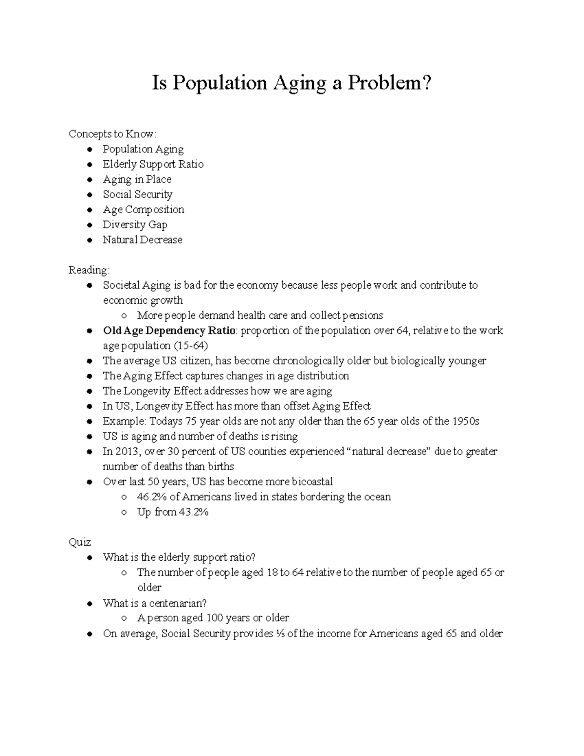 Lecture 9 Is Population Aging a Problem - Is Population Aging a Problem ...