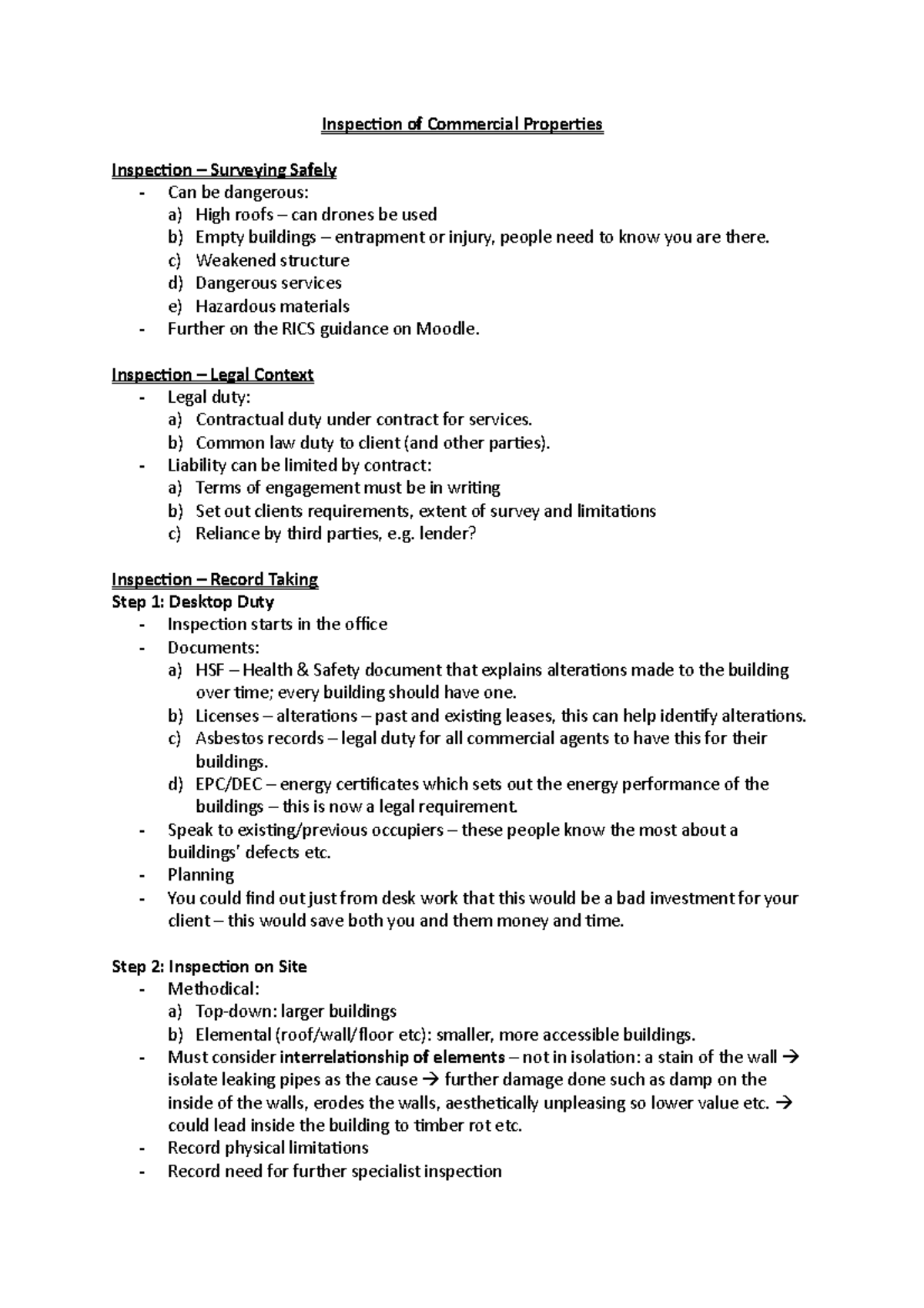 Inspection of Commercial Properties - Inspection of Commercial ...