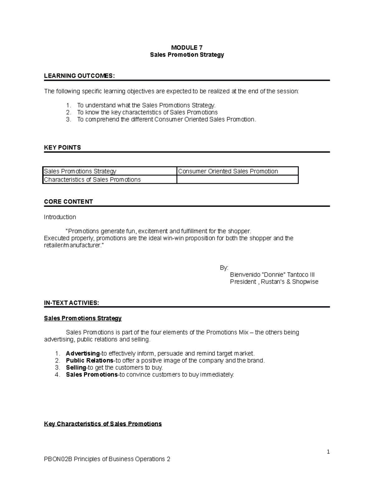 Sales promotion - Principles of Business and Operations - Studocu