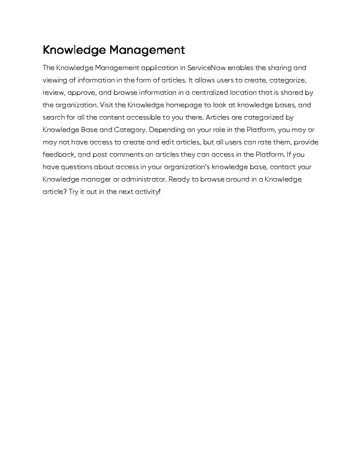 Knowledge Management - Transcript - Knowledge Management The Knowledge Management application in ...