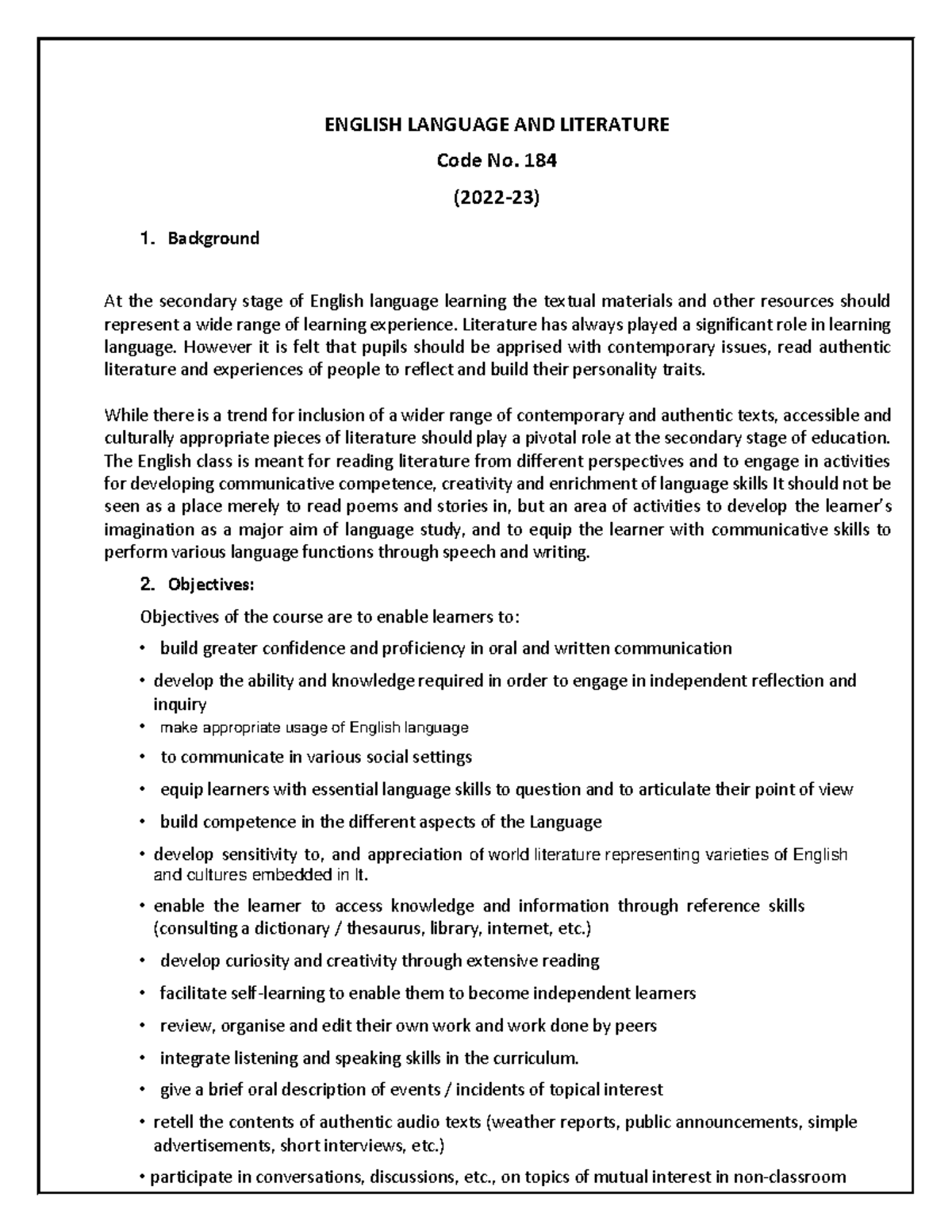 English LL 2022 23 1655546253 - ENGLISH LANGUAGE AND LITERATURE Code No ...