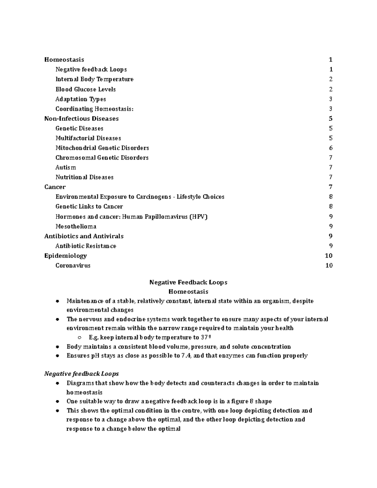 Module 8 Notes - mod8 - Homeostasis 1 Negative feedback Loops 1 ...