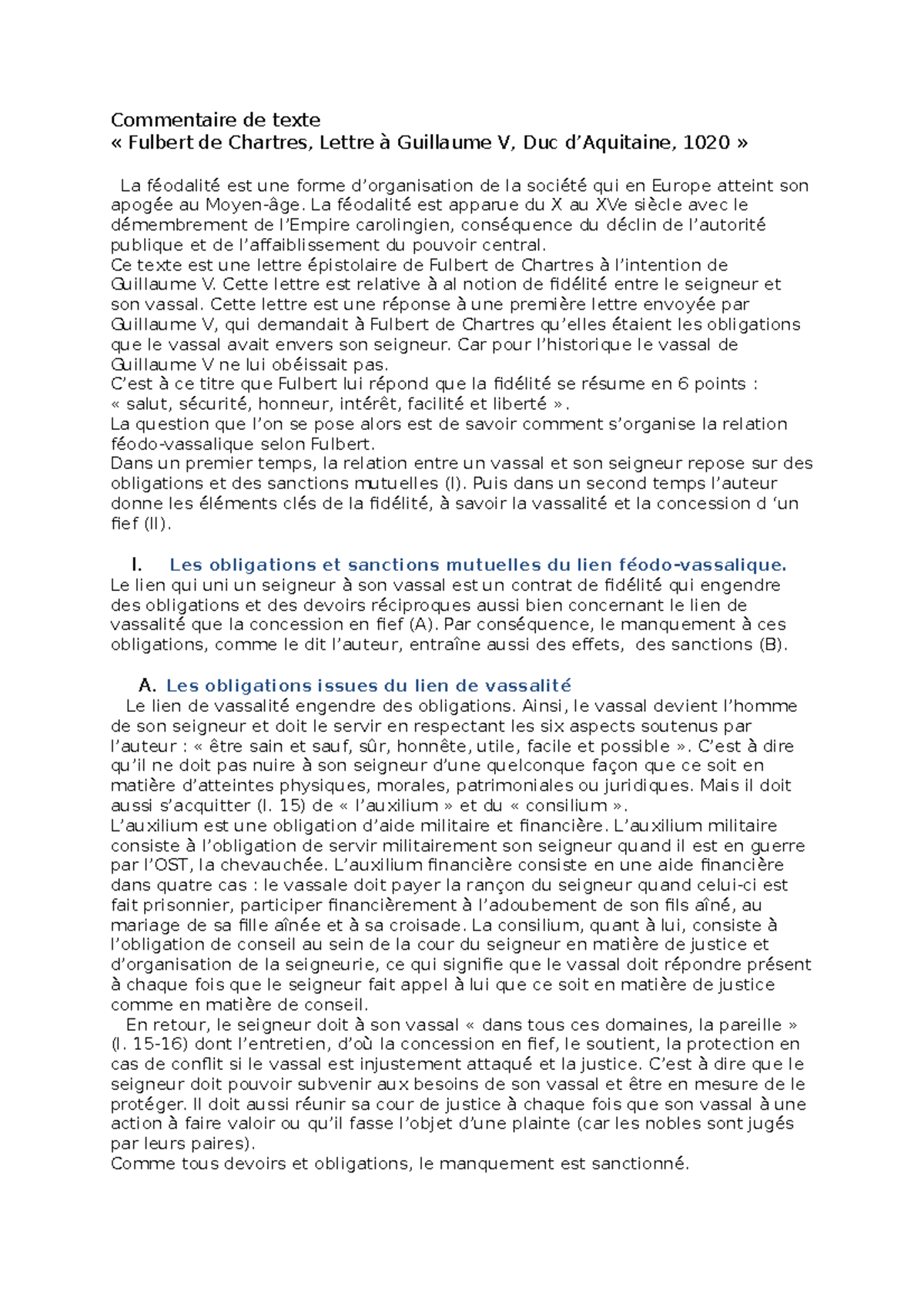 538d87343 d278 - La - Commentaire de texte « Fulbert de Chartres ...
