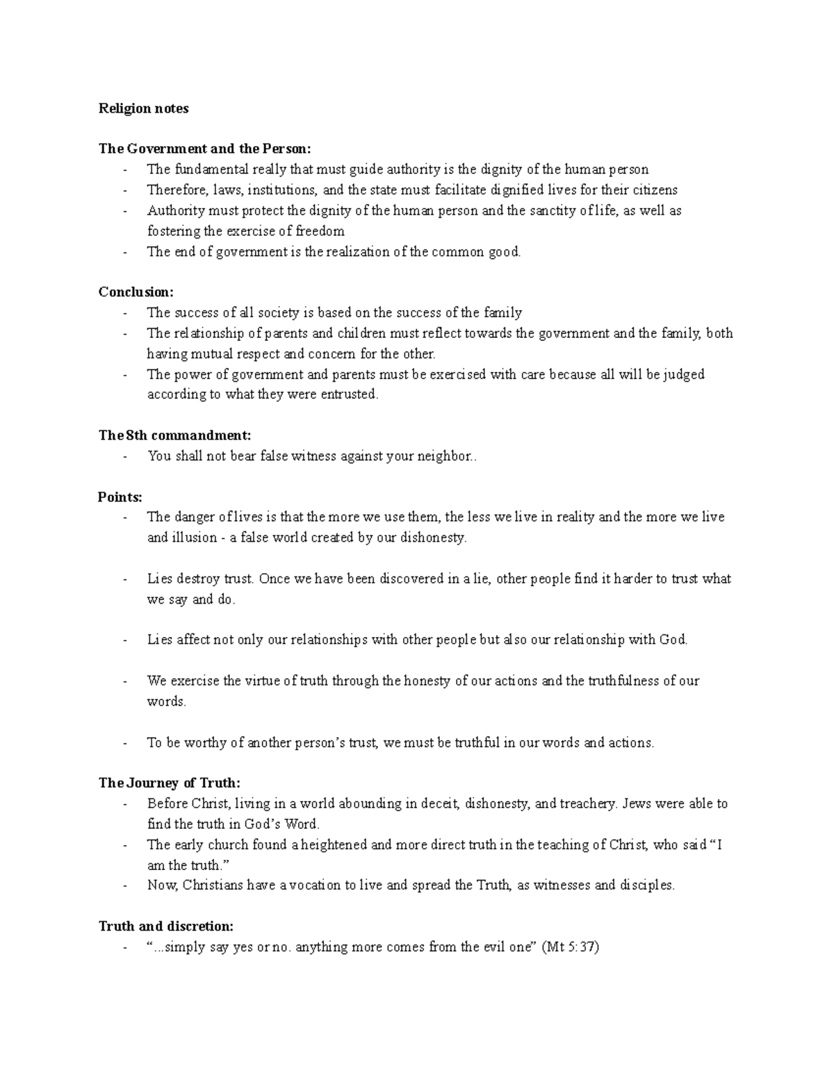 Religion - Conclusion: - The success of all society is based on the ...