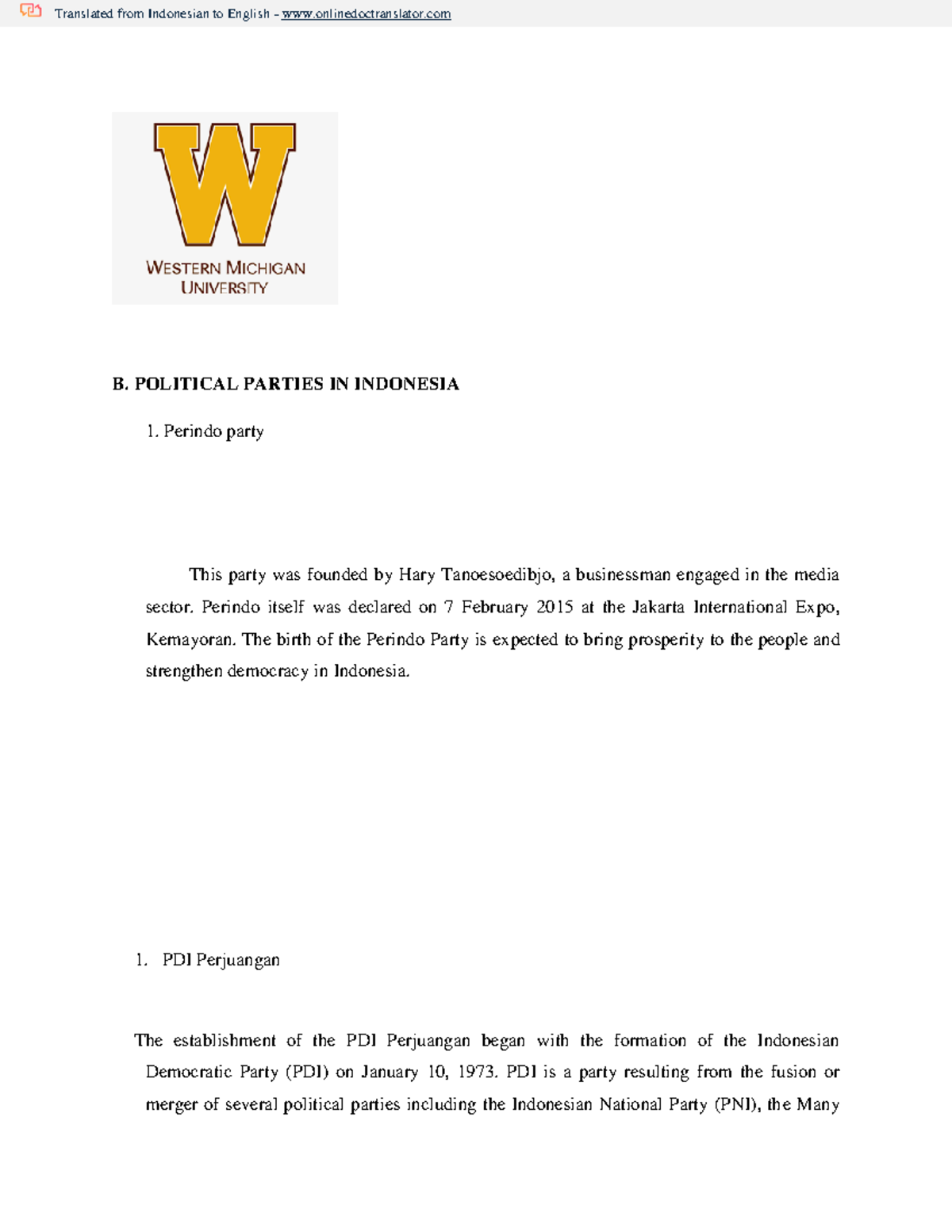 26 - Business - B. POLITICAL PARTIES IN INDONESIA Perindo party This ...