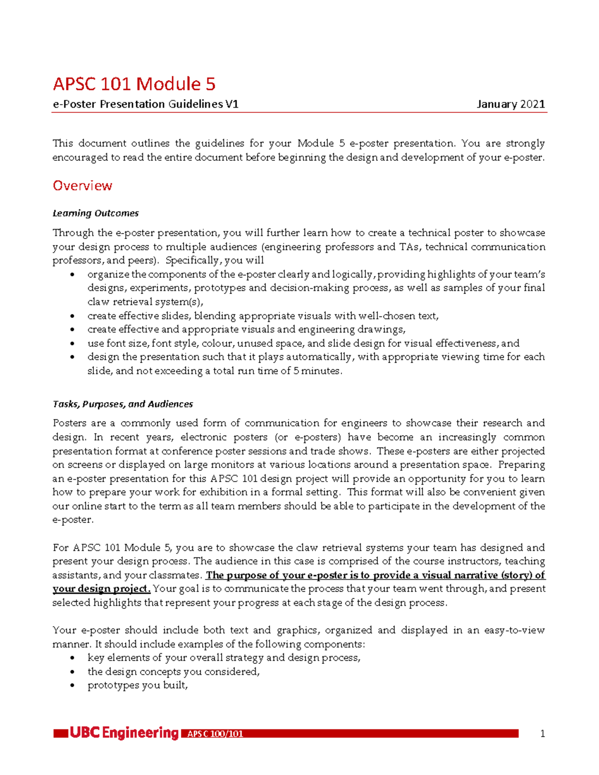 APSC 101 - Module 5 E-Poster Presentation Guidelines V1 - 2021W - APSC 101 Module 5 e-Poster ...