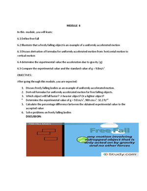 Physics 1 and 2 - TEACHING MODULES – General Physics 1 MODULE 1: In ...