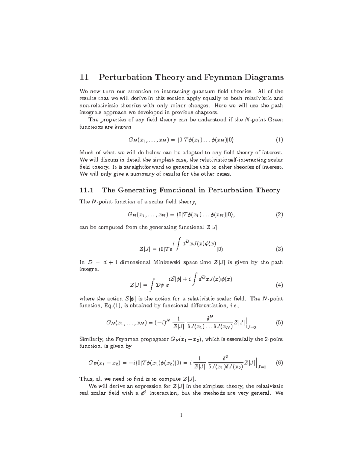 Lecture Note - Perturbation Theory and Feynman Diagrams - 11 Perturbation Theory and Feynman ...