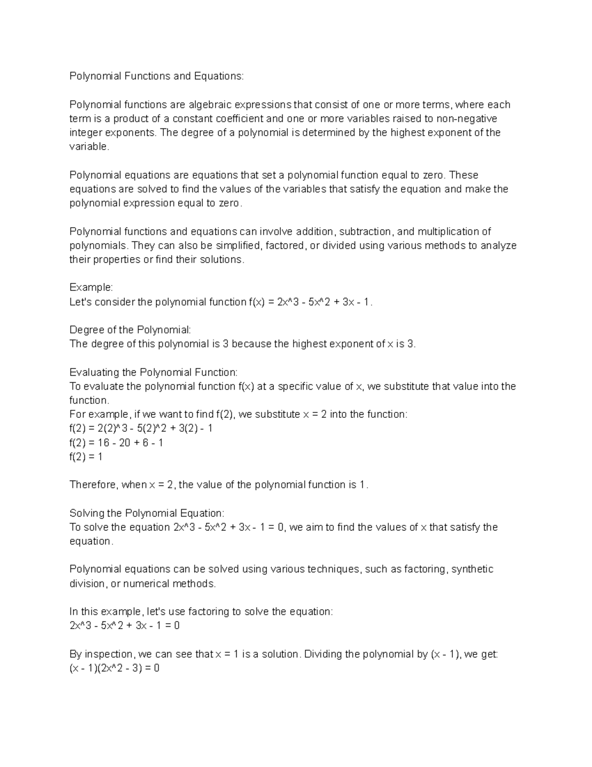 Notes in text form from Highschool Math classes. math 2 and 3 and ...
