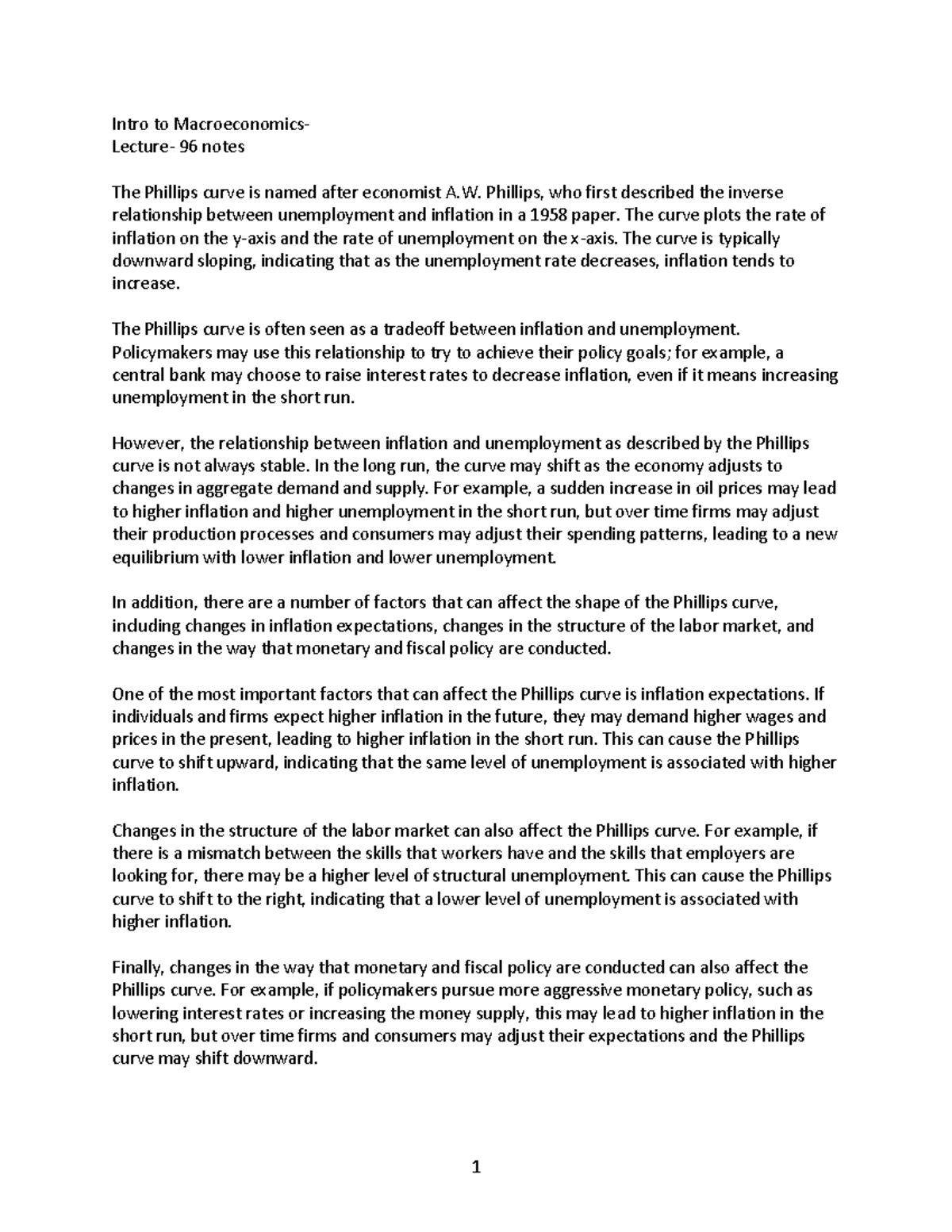 Intro To Macroeconomics Lecture 96 Notes 1 Intro To Macroeconomics Lecture 96 Notes The