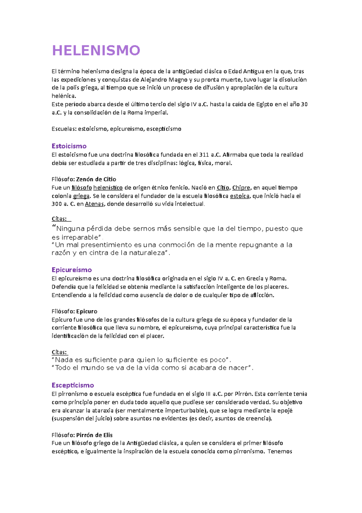 Helenismo - HELENISMO El término helenismo designa la época de la ...