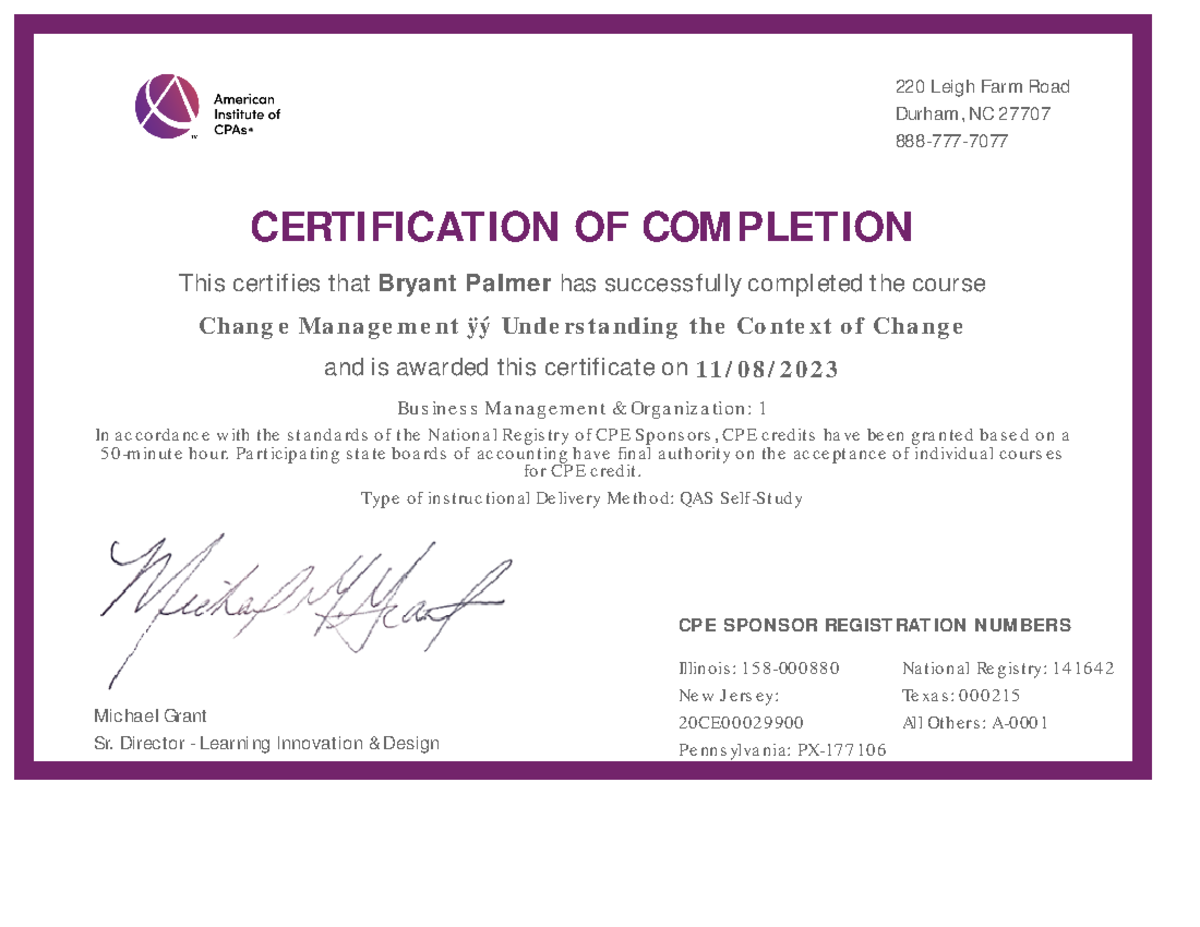 Change Management Understanding the Context of Change-2 - Michael Grant ...