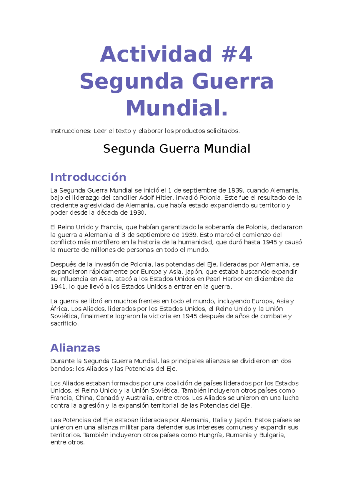 Actividad #4 Segunda Guerra Mundial - Actividad Segunda Guerra Mundial ...
