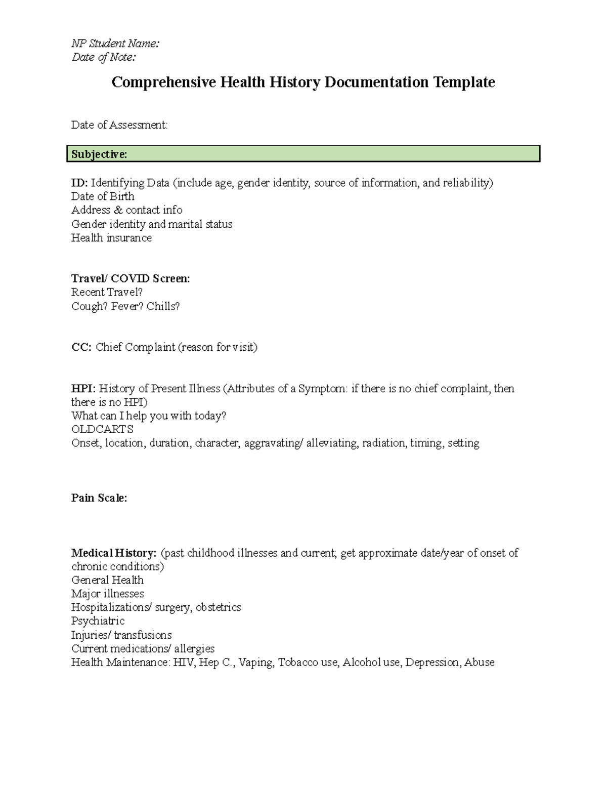 NURS 502 CHH Documentation Template (weeks 2-3)1 - Date of Note ...