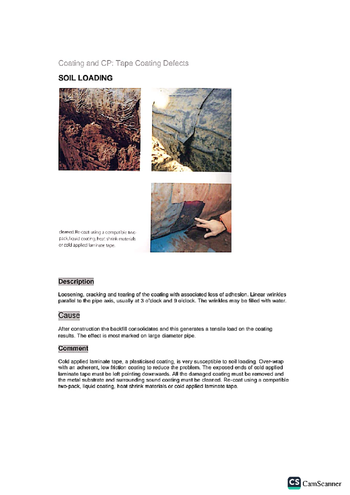 Piping 8 - Loosening, cracking and tearing of the coating with ...