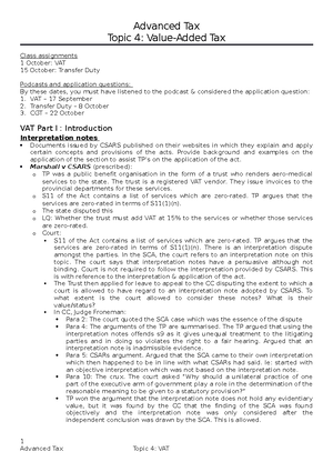 VAT Part iii - Summaries for VAT part 3: zero-rated and exempt supplies ...