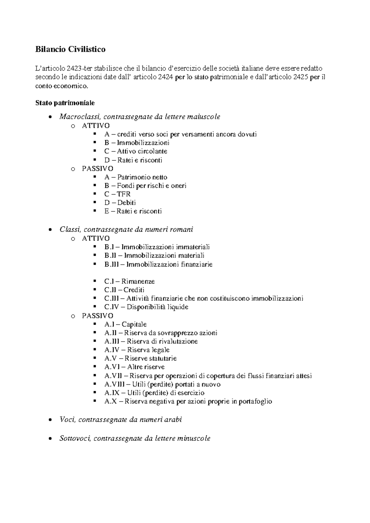 Bilancio Civilistico pdf - Bilancio Civilistico stabilisce che il ...