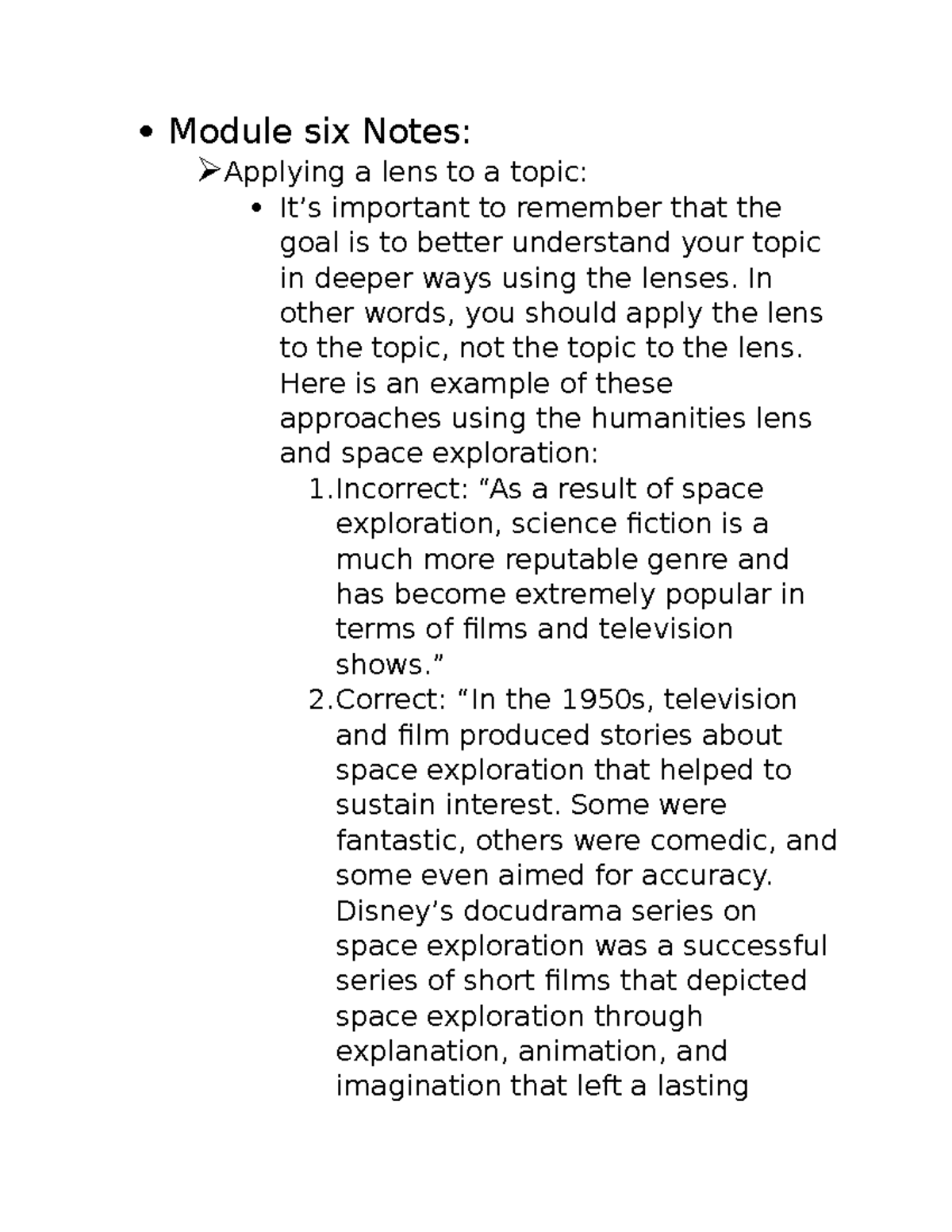 Module six perspectives in liberal arts - Module six Notes: Applying a ...