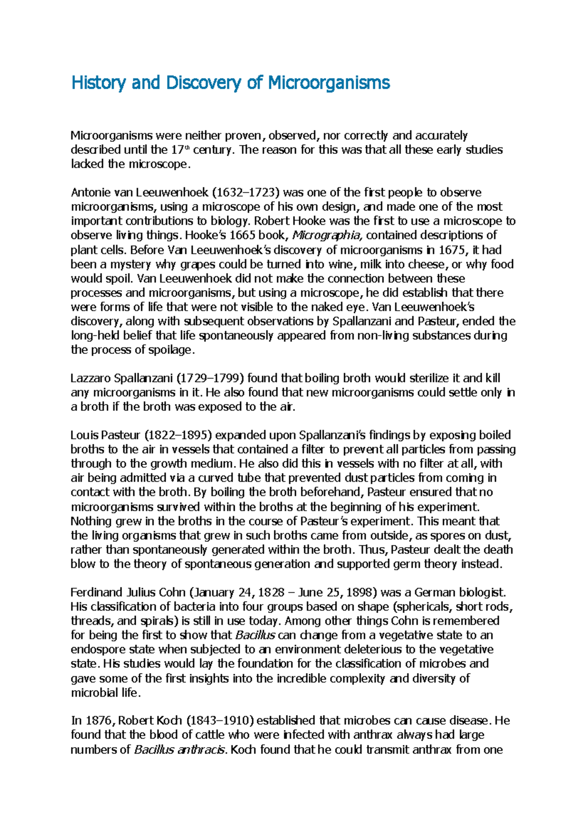 History and Scope of Microbiology - History and Discovery of ...