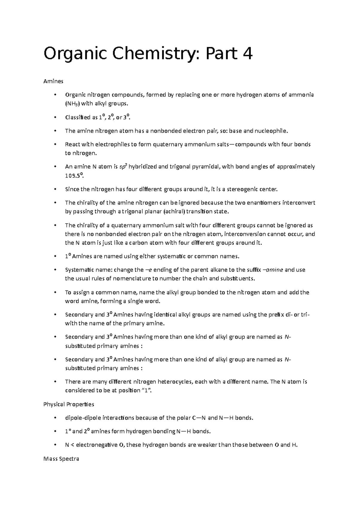 Pt 4 - Organic Chemistry: Part 4 Amines • Organic nitrogen compounds ...