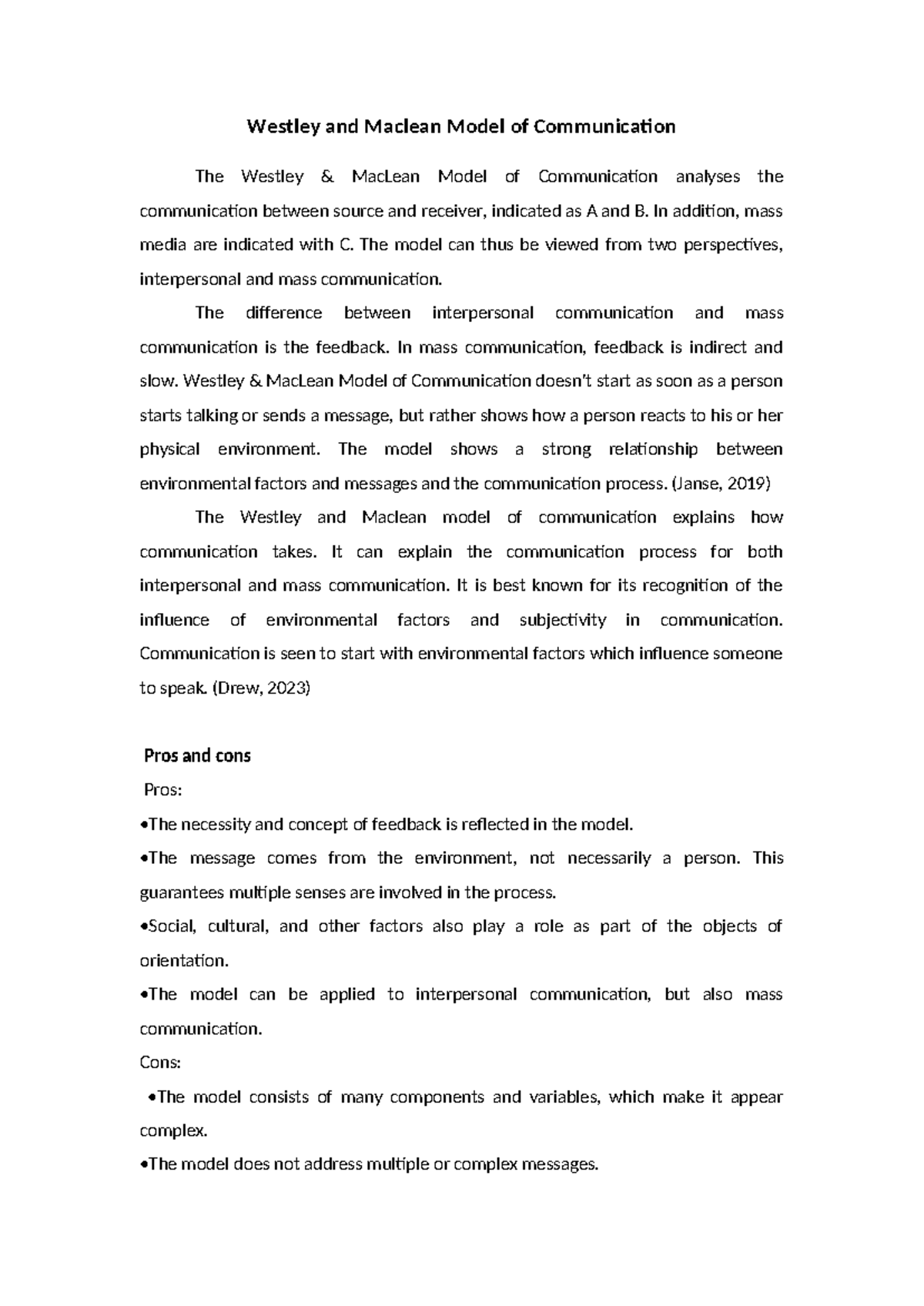Westley and Maclean Model of Communication - In addition, mass media ...